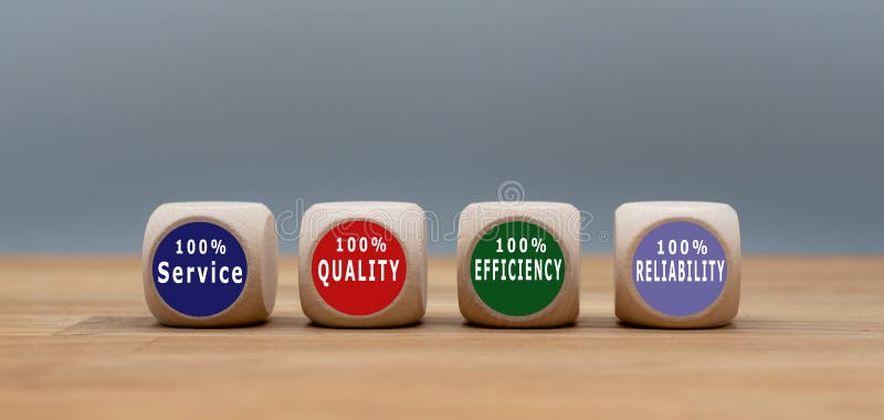 Four Cubes with the Text Service, Quality, Efficiency and Reliability ...