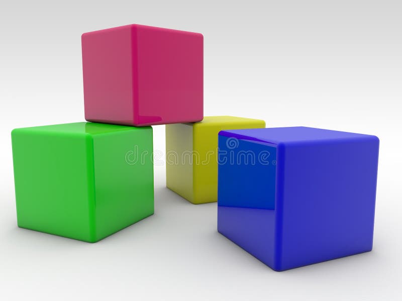 Cubes in Various Colors with Kids Concept.3d Illustration Stock ...