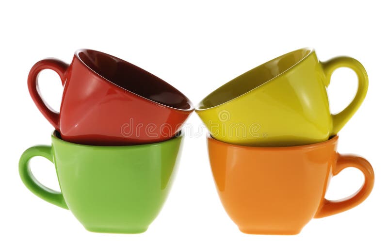 Four cups stock image. Image of morning, cafe, glass, color - 3808427