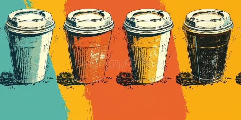 Four Cups of Coffee, a Colorful Illustration Stock Illustration ...