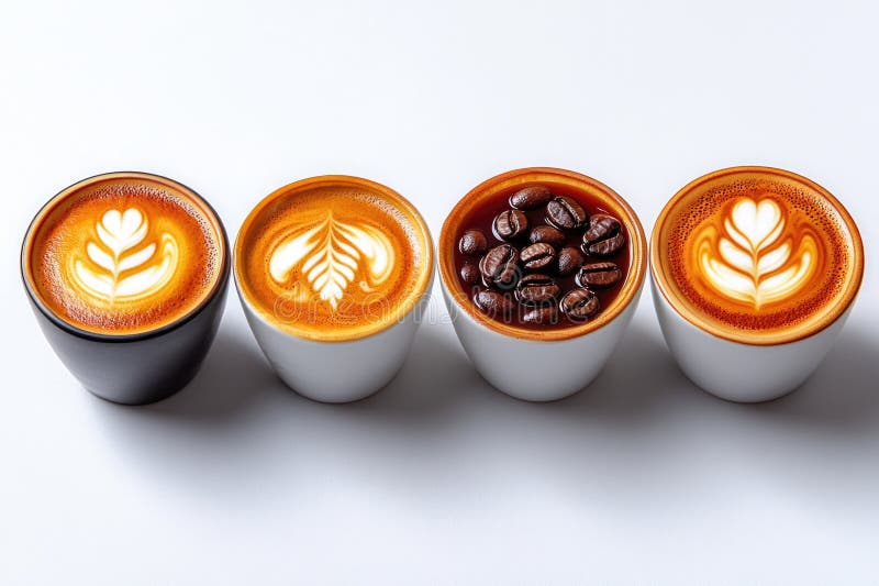 Four Cups with Distinctive Designs and Patterns Stock Image - Image of ...