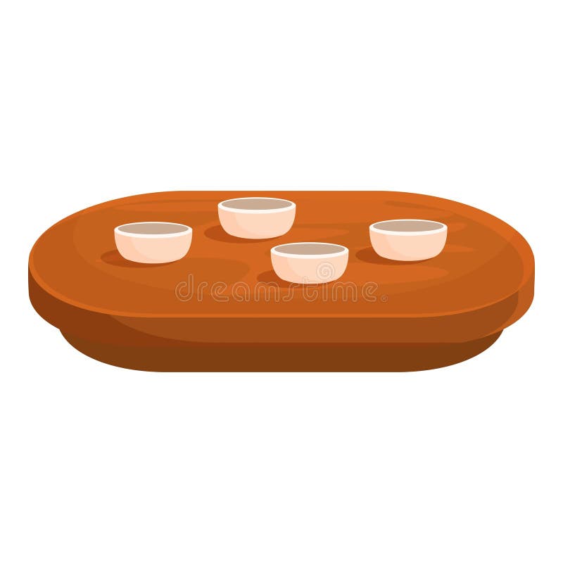 Four Cups for Tea Ceremony Standing on a Wooden Table Stock Vector ...