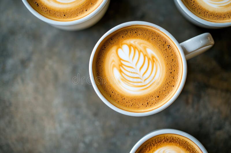 Four Cups with a Unique Leaf Design Stock Illustration - Illustration ...