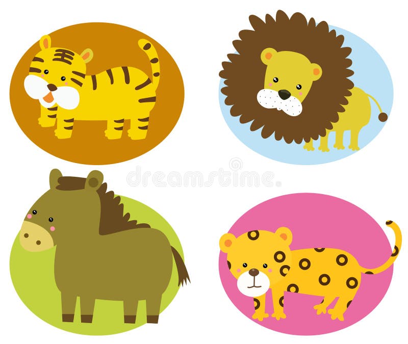 Four cute animals stock vector. Illustration of smiling - 22033078