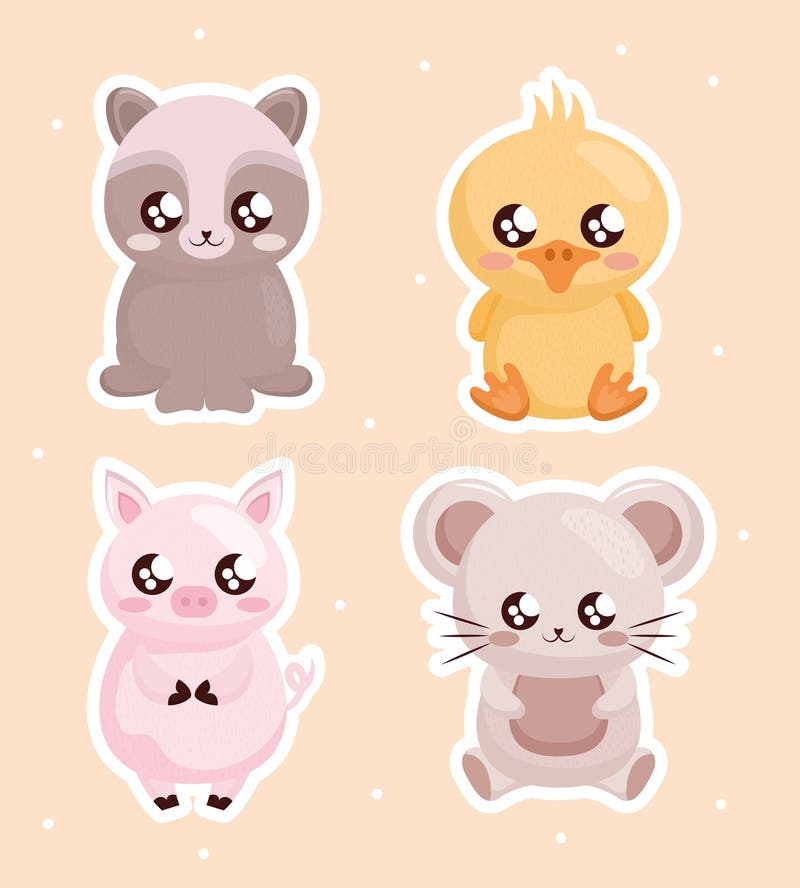 Four cute animals stock vector. Illustration of detailed - 242700916
