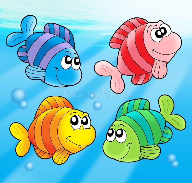 Four cartoon fishes stock vector. Illustration of fauna - 16865712
