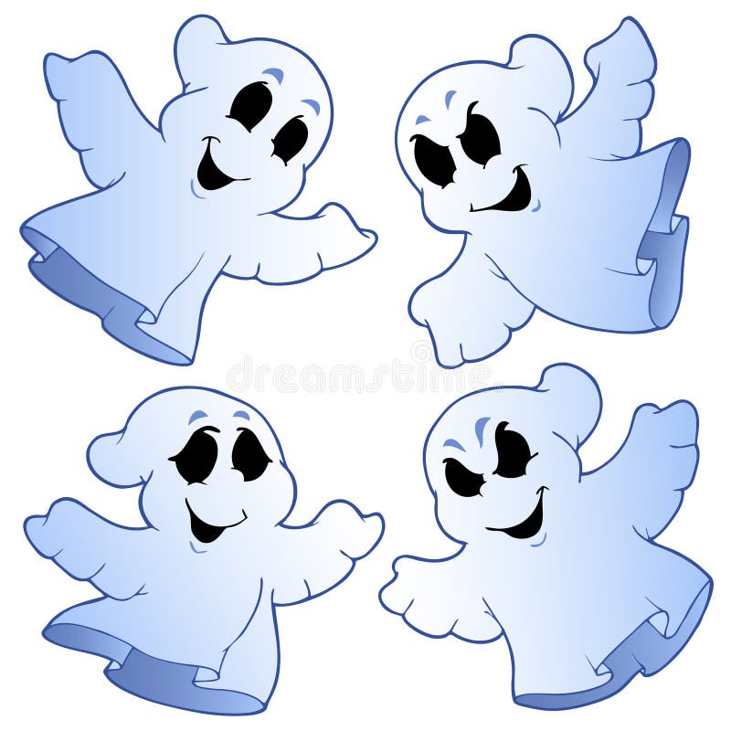 Four cute ghosts stock vector. Illustration of apparition - 20146268