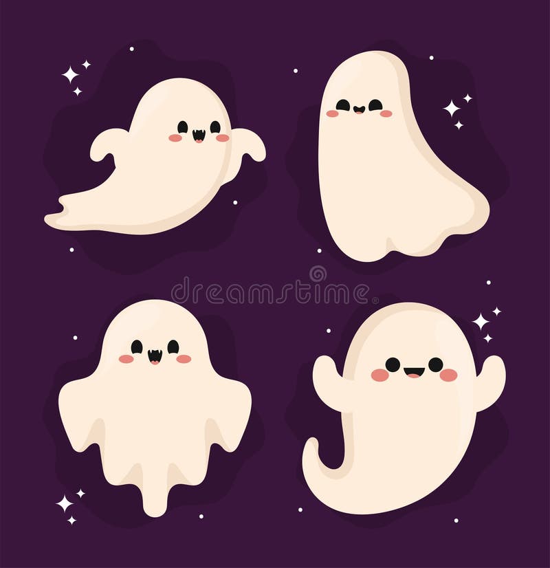 Four cute ghosts stock vector. Illustration of scary - 256292734