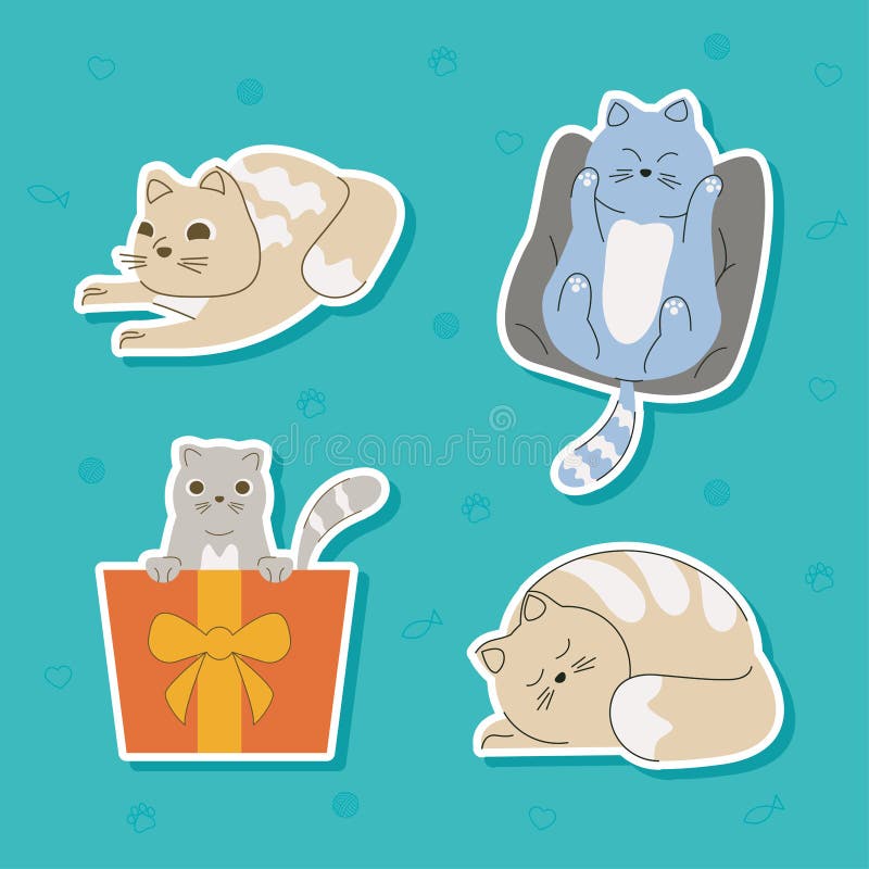Four cute little cats stock vector. Illustration of four - 265525854