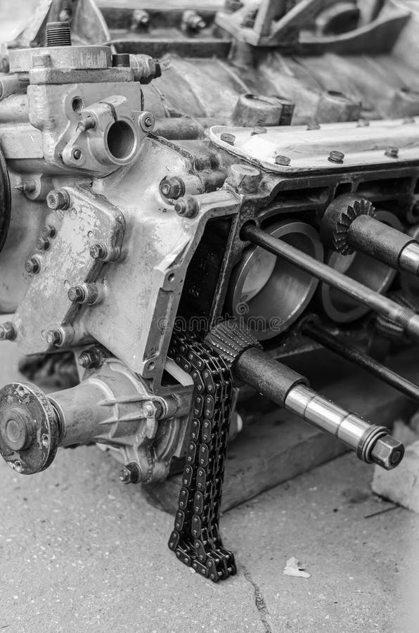 Internal Combustion Engine of an Old Car without a Cylinder Head. Stock ...