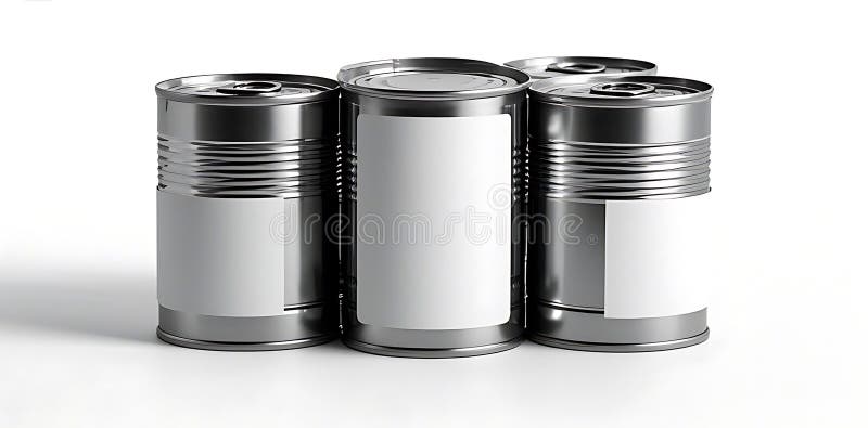 Four Aluminum Cans with Pull-tab Tops are Arranged on a Flat Surface ...