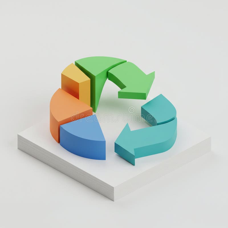 Four 3D Arrows Form a Circular Flow Chart on a White Surface. the ...