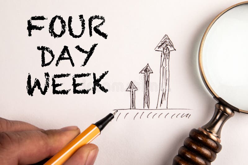 4-day Work Week Concept. Chart with Keywords and Icons on White ...