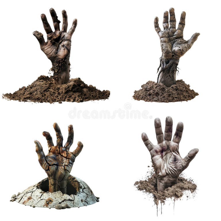 Four Decaying Hands Reaching from Graves Stock Image - Illustration of ...