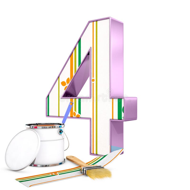 `four` Decorated Number with Renovation Tools Stock Illustration ...