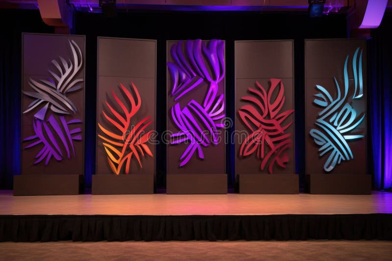 Four Decorative Panel Setup on a Stage Stock Image - Image of setup ...