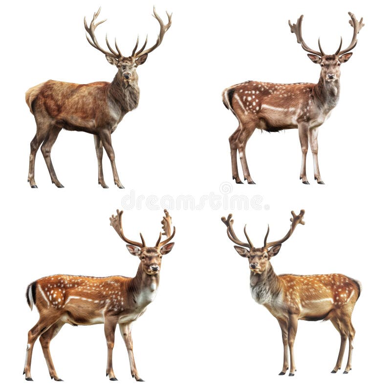 Four Deer with Antlers Standing Stock Illustration - Illustration of ...