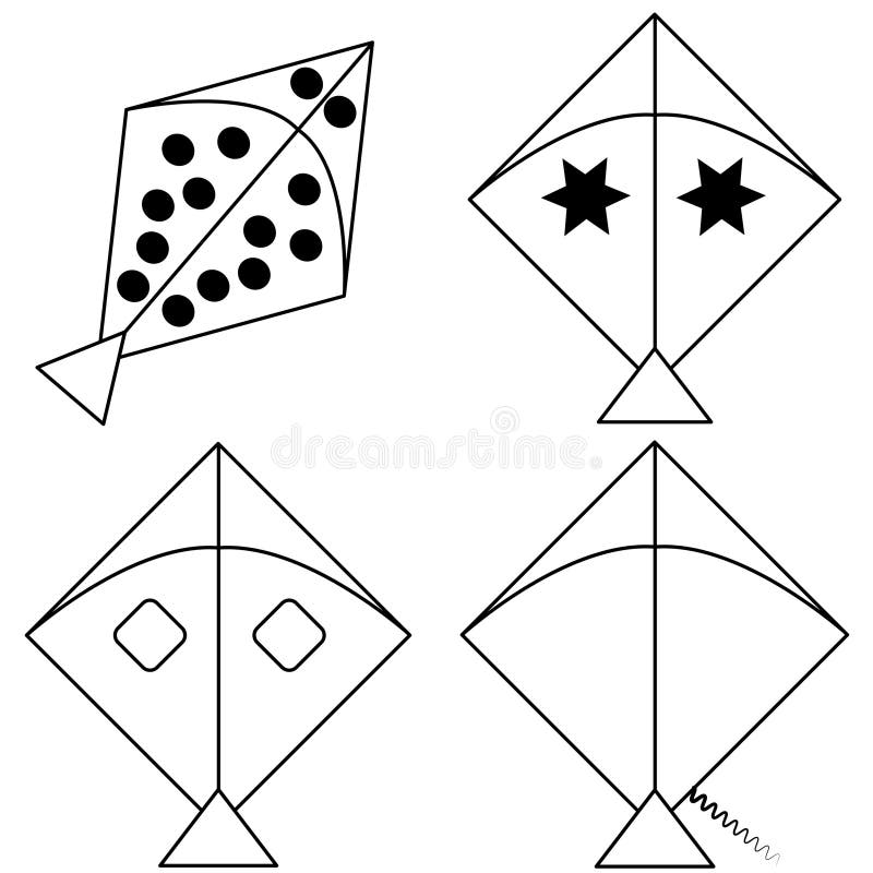 Four Deffrient Style Kite Icons Set Desigen,, Stock Illustration ...