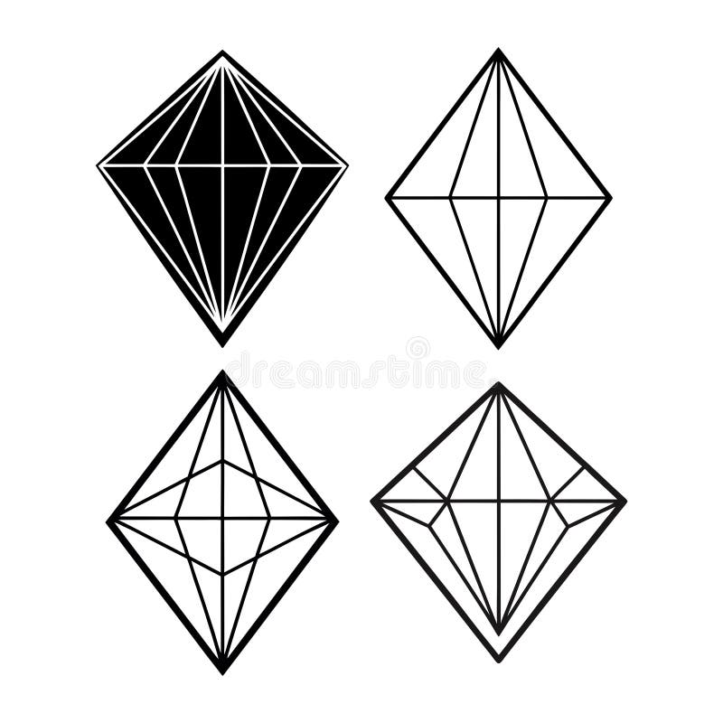 Four Diamond Shapes in Black and White Outline. Stock Vector ...