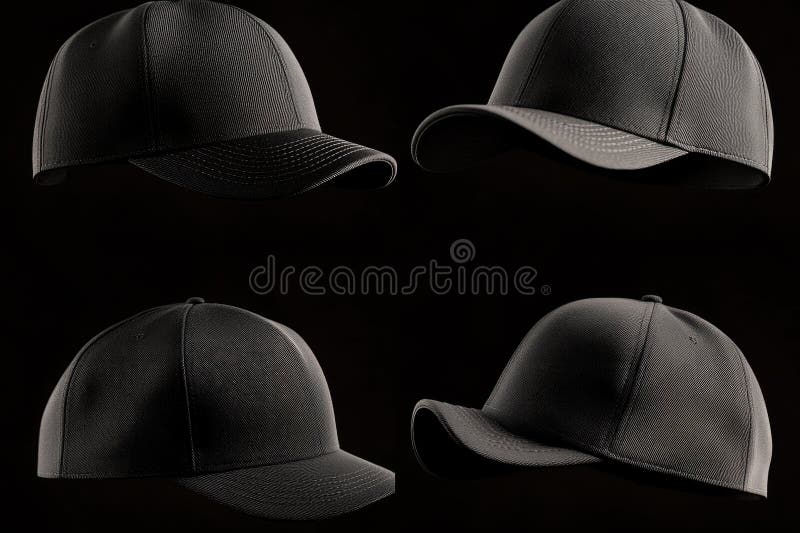 Four Different Angles of a Baseball Cap on a Black Background for ...