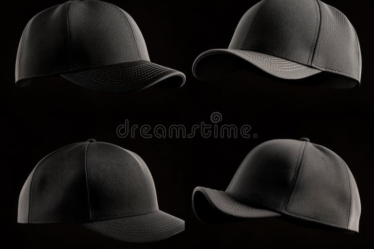 Four Different Angles of a Baseball Cap on a Black Background for ...