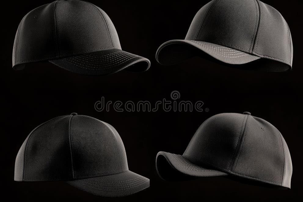 Four Different Angles of a Baseball Cap on a Black Background for ...