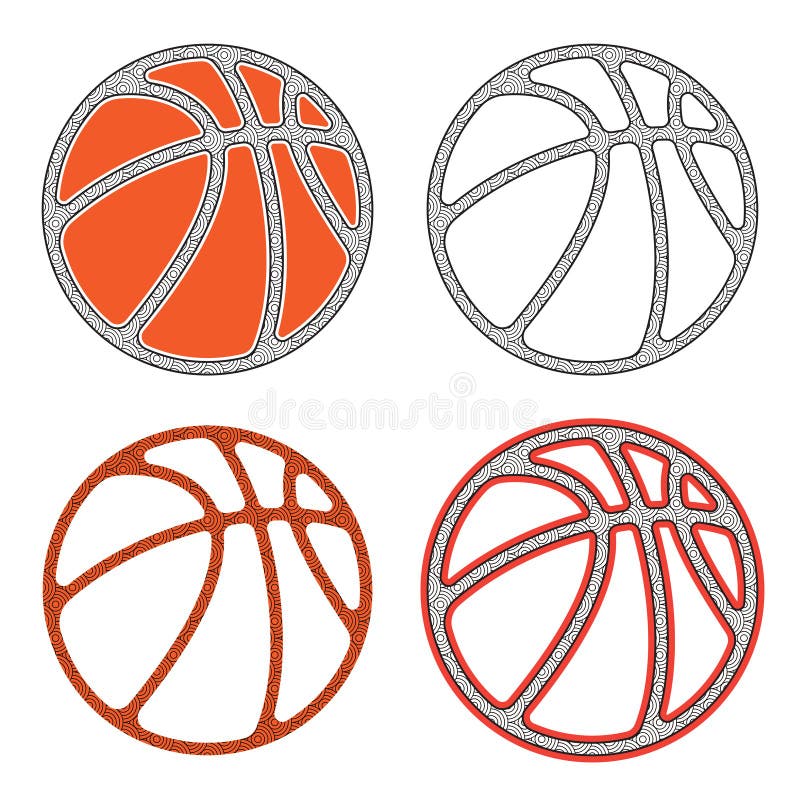 Basketball Outline Pattern Symbols Background Stock Vector ...