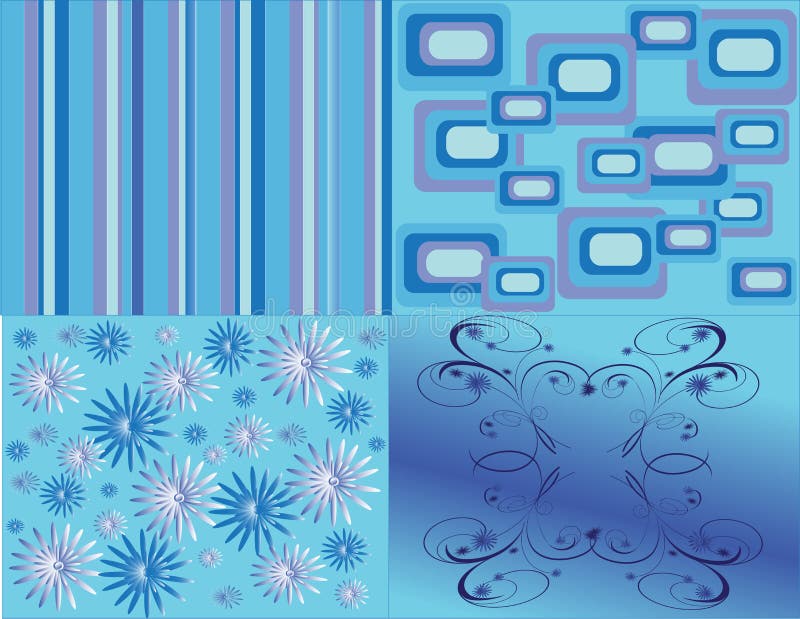 Four Different Blue Patterns Stock Vector - Illustration of colors ...