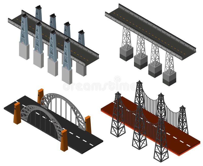 Different Bridge As Structure for Spanning Physical Obstacle Vector Set Stock Vector ...