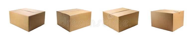 Various Cardboard Boxes Set Against a Plain on Transparent Background ...