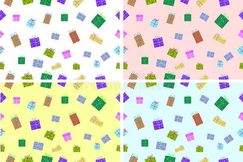 Four Different Color Seamless Background - Gift Box Stock Vector ...