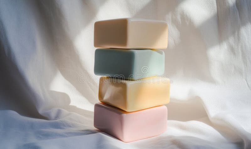 Four Different Colored Bars of Soap Stacked on Top of Each Other Stock ...