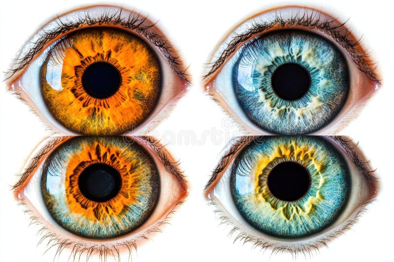 Four Different Colored Human Eyes Showing Pupil and Iris Stock Photo ...