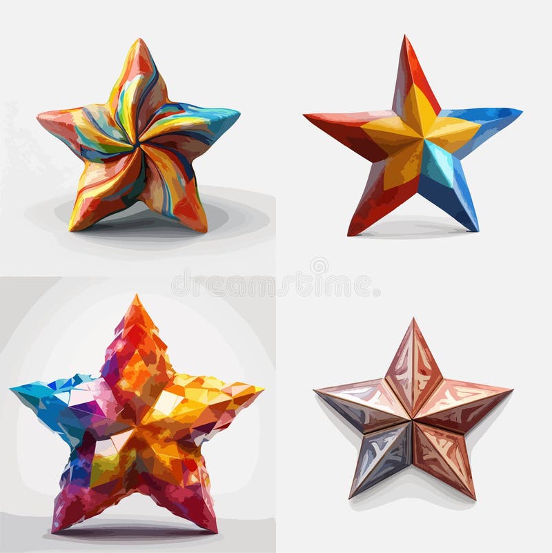 Four Different Colored Stars are Shown in a Row Stock Vector ...