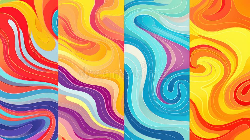 Four Different Colored Swirl Patterns for Various Design Projects Stock ...