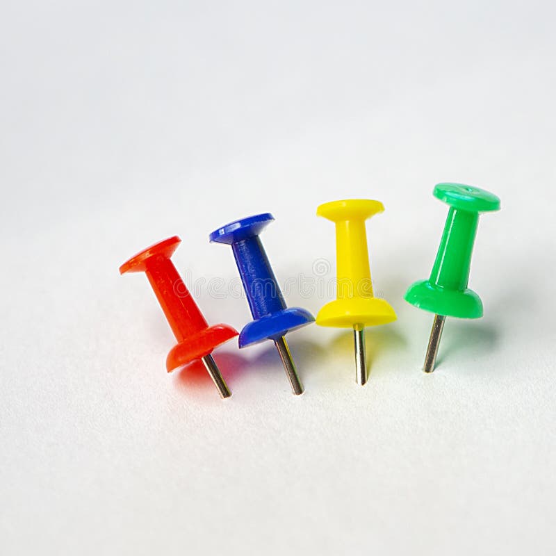 Two Different Colorful Push Pins Isolated on White Stock Photo - Image ...