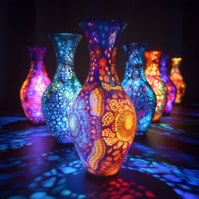 Four Different Colorful, Symmetrical Rorschach Inkblot Designs in the ...