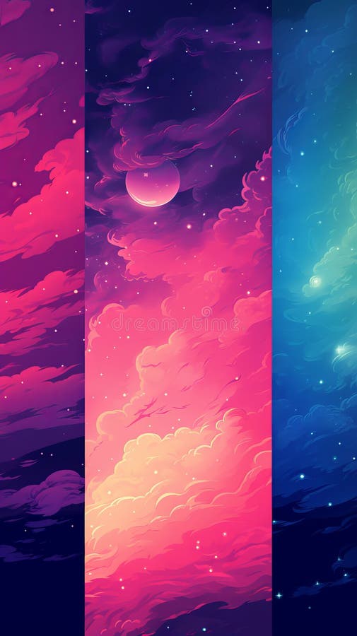 Four Different Colors of the Sky and Clouds Stock Photo - Image of ...