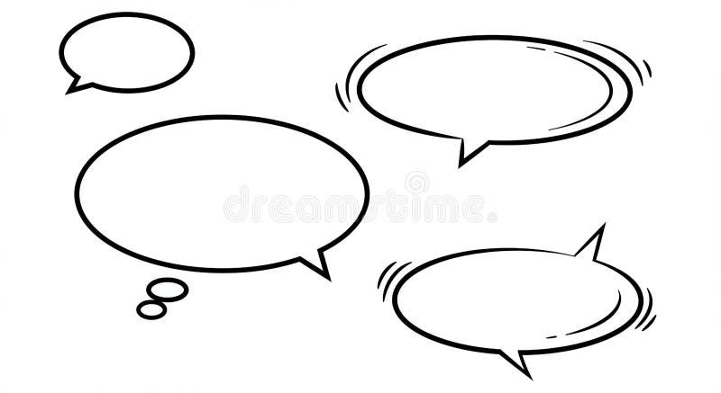 Four Different Comic-style Speech and Thought Bubbles with Bold Black ...