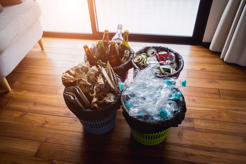 The Four Different Container for Sorting Plastic, Paper, Metal and ...