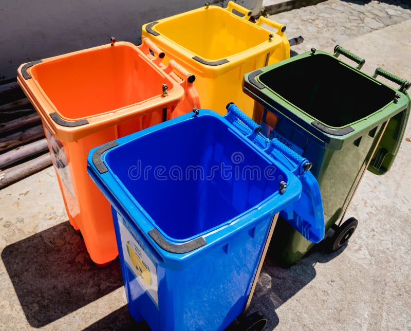 The Four Different Container for Sorting Plastic, Paper, Metal and ...