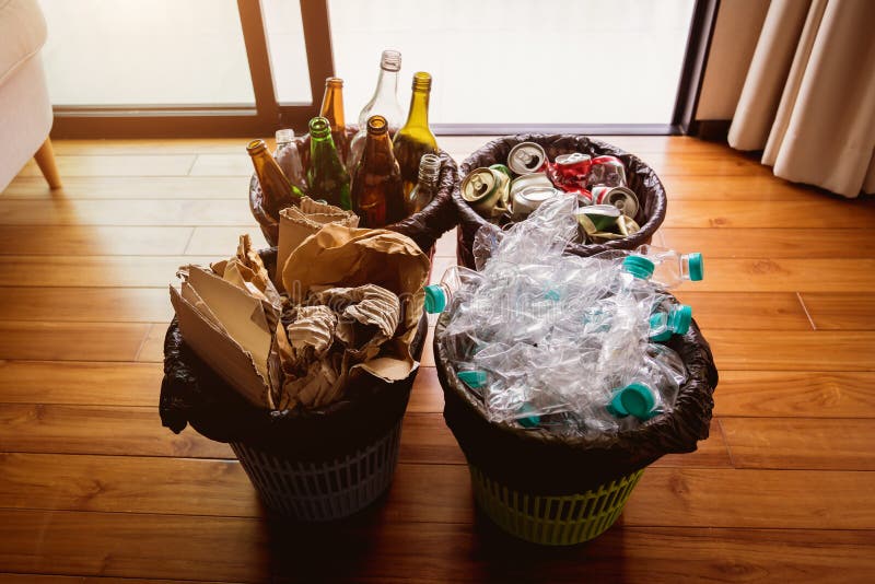 The Four Different Container for Sorting Plastic, Paper, Metal and ...