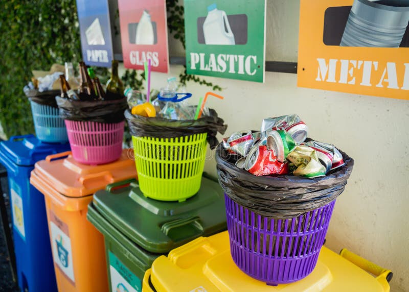 The Four Different Container for Sorting Plastic, Paper, Metal and ...
