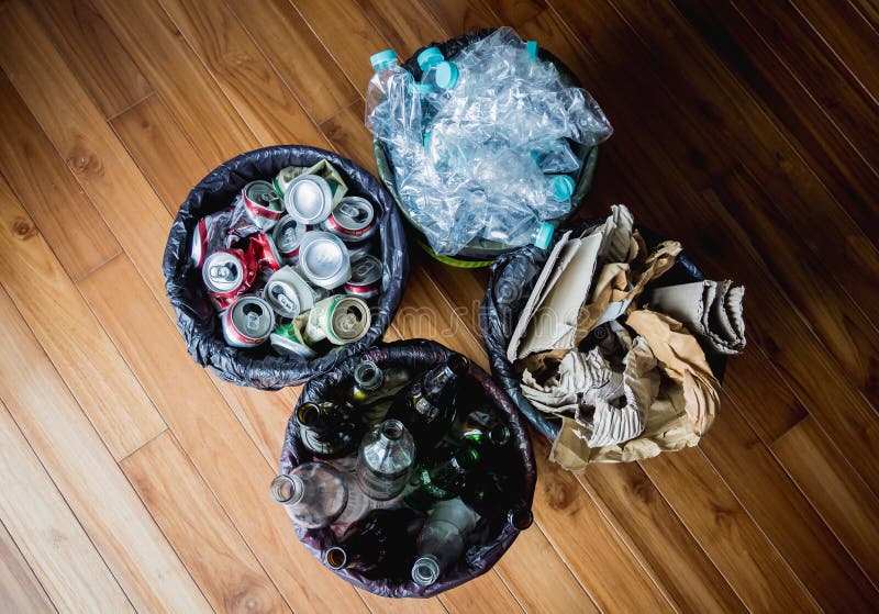 The Four Different Container for Sorting Plastic, Paper, Metal and ...