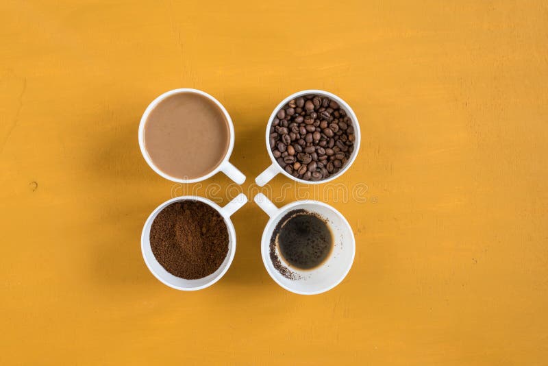 Four Cups on Red Background Stock Image - Image of caffeine, four: 72591523