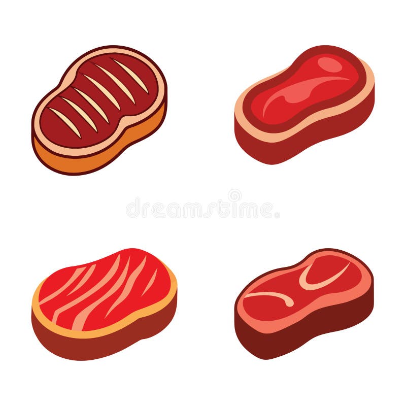 Four Different Cuts of Grilled Steak Illustrations Stock Image - Image ...