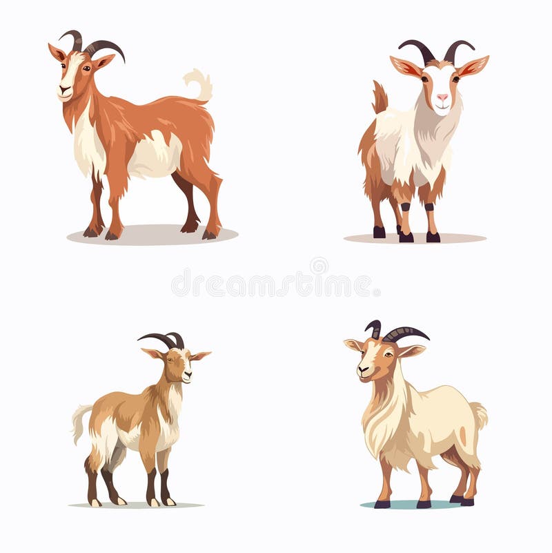 Four Different Goats are Shown in a Row, with One Goat Being Brown ...
