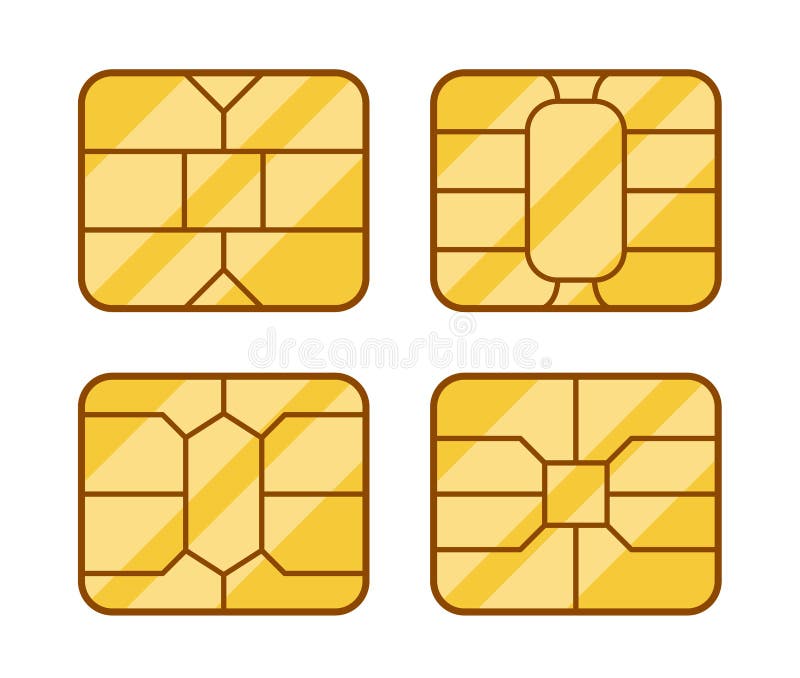 Four Different Golden Sim Cards Each Featuring Unique Internal Memory ...