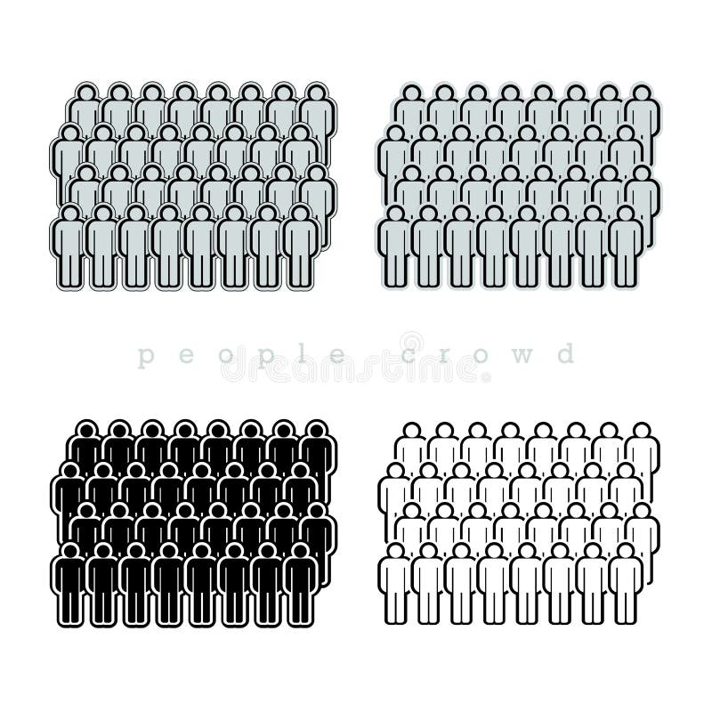 Four Different Groups of People. Vector People Crowds Made of Simple ...