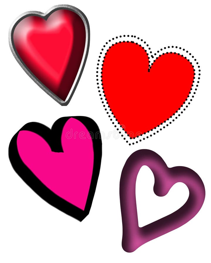 Four different hearts stock illustration. Illustration of closeup - 1778388